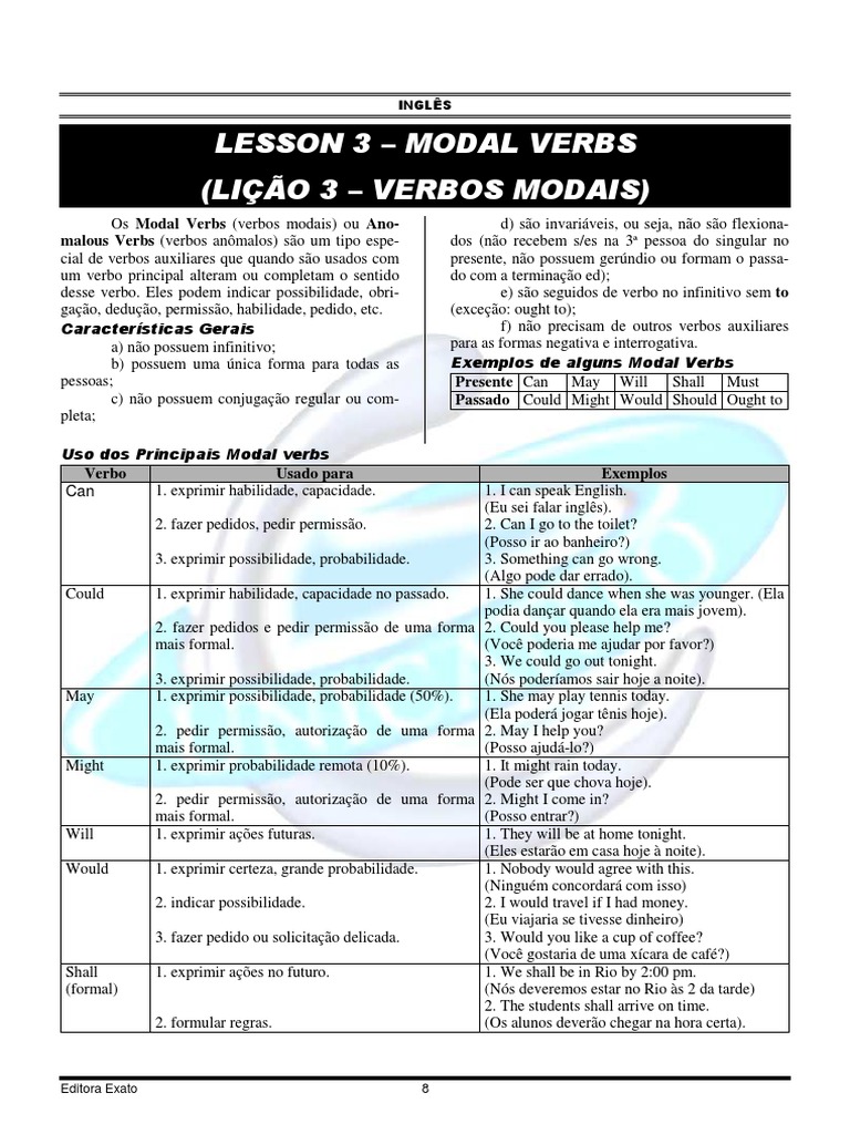 LESSON_3_MODAL_VERBS_LICAO_3_VERBOS_MODA | PDF | Libra esterlina ...