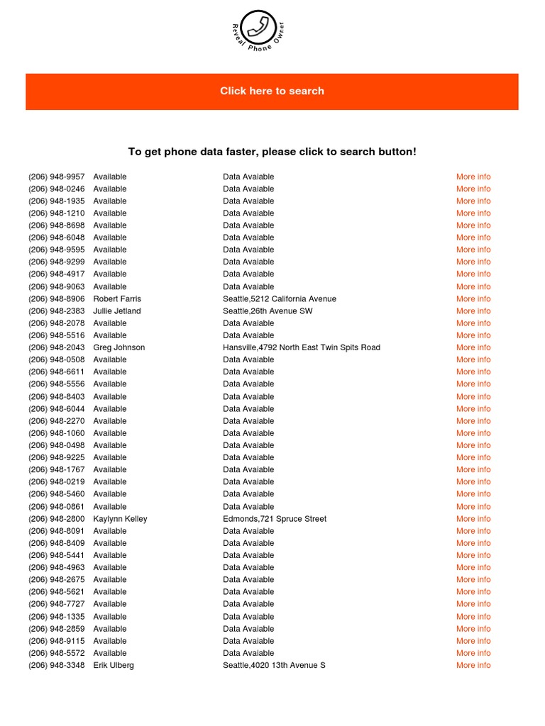 Seattle Phone Data Listings | PDF