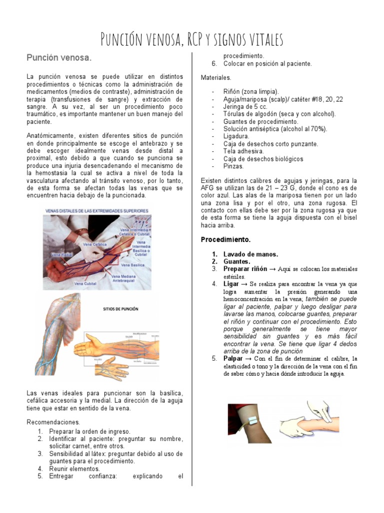 Punción Venosa, RCP y Signos Vitales | PDF | Reanimación cardiopulmonar ...