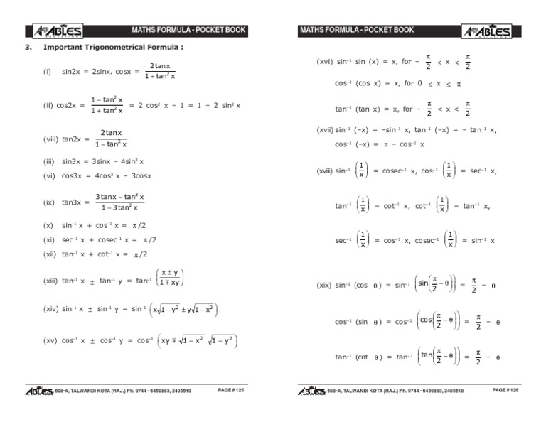 Maths Formula Pocket Book Maths Formula-Page63 | PDF | Mathematical ...