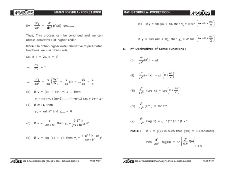 Maths Formula Pocket Book Maths Formula-Page65 | PDF | Mathematical ...