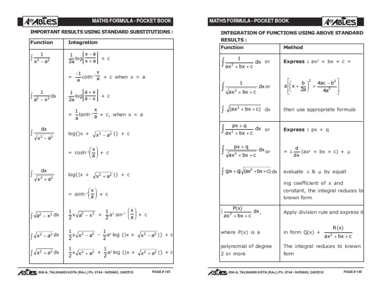 Maths Formula Pocket Book Maths Formula-Page73 | PDF | Quadratic ...