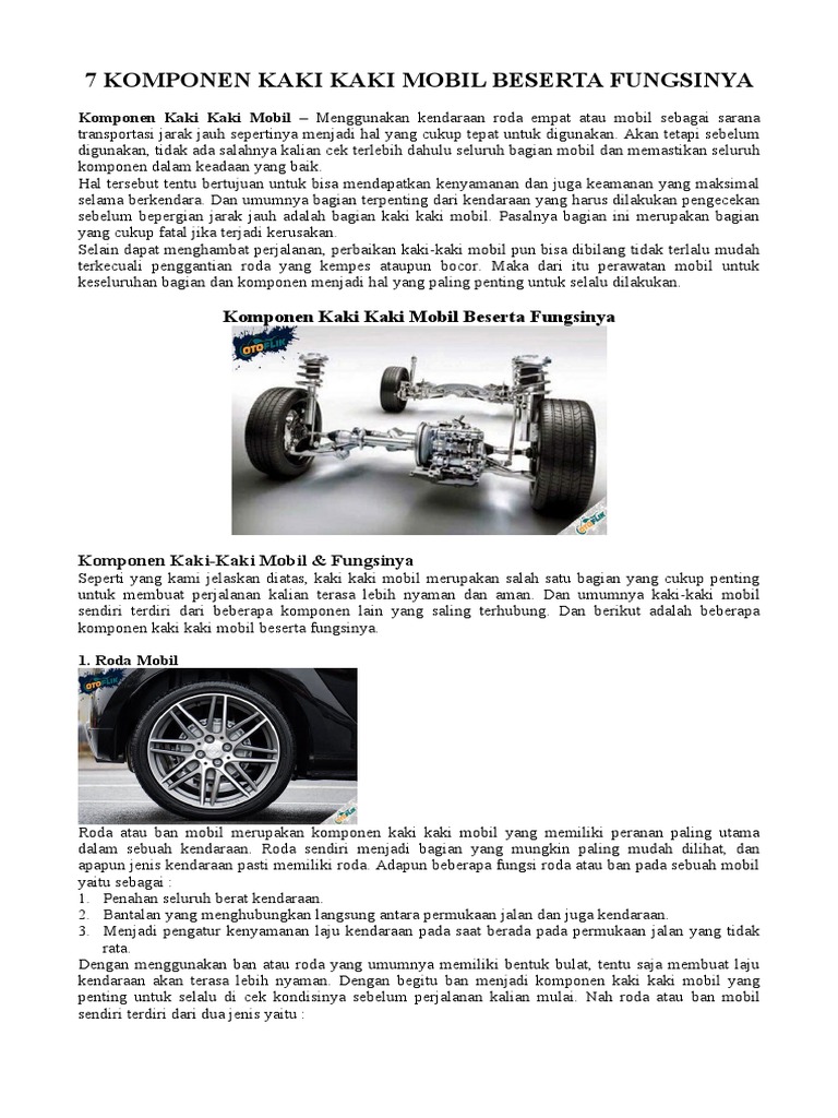 7 Komponen Kaki Kaki Mobil Beserta Fungsinya | PDF