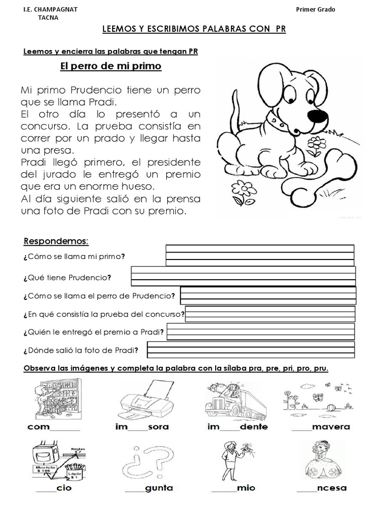 Silaba Trabada PR Leemos y Escribimos Palabras | PDF