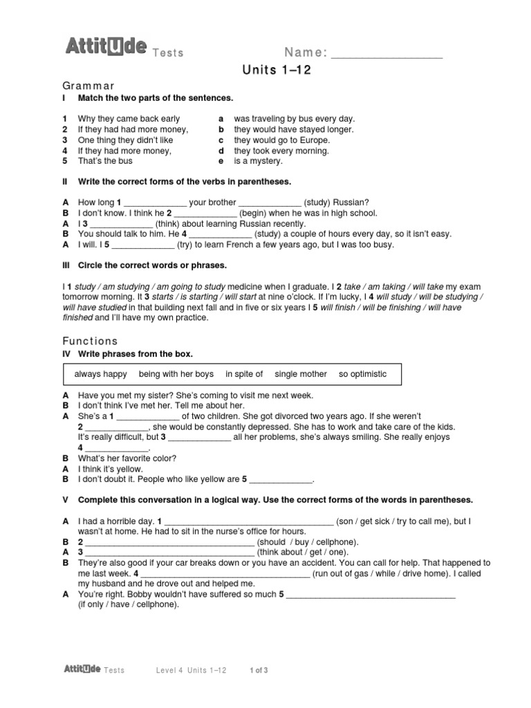 Grammar: Units 1-12 | PDF | Test Of English As A Foreign Language ...