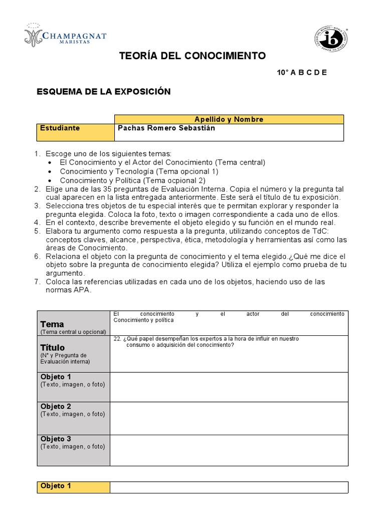 Esquema de La Exposición en TDC | PDF | Conocimiento