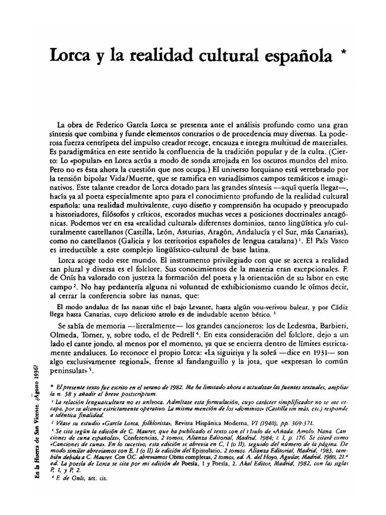 Lorca y la complejidad cultural española | PDF | Federico García Lorca ...
