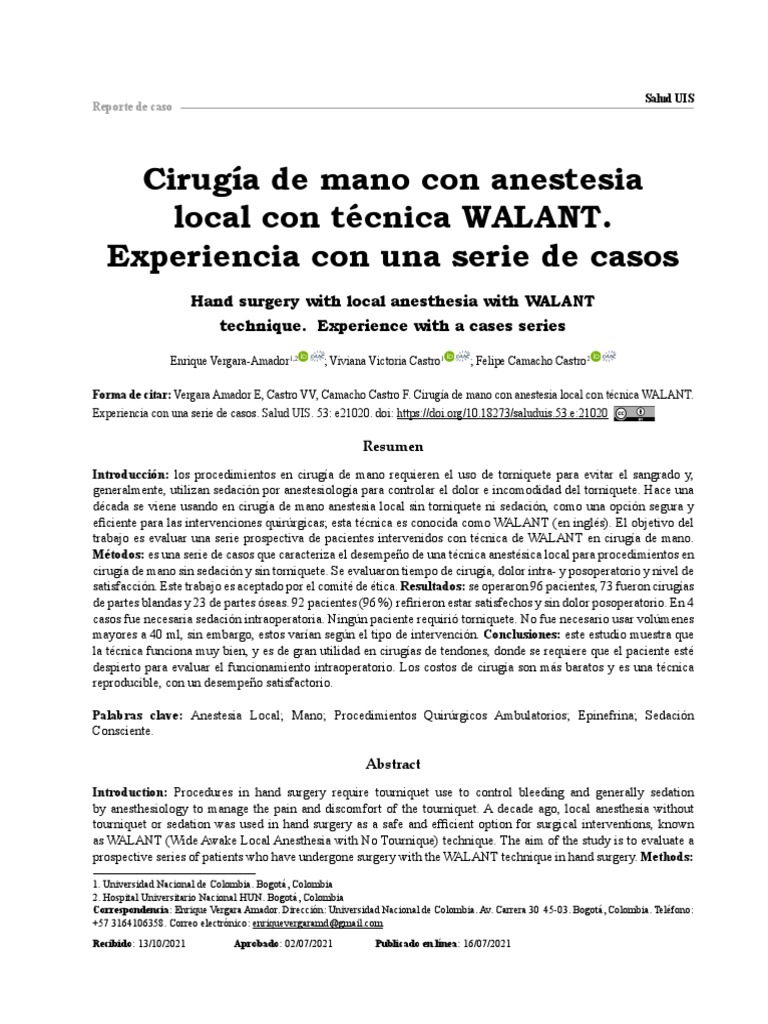 Applying The WALANT Technique To Surgical Treatment of Distal Radius ...
