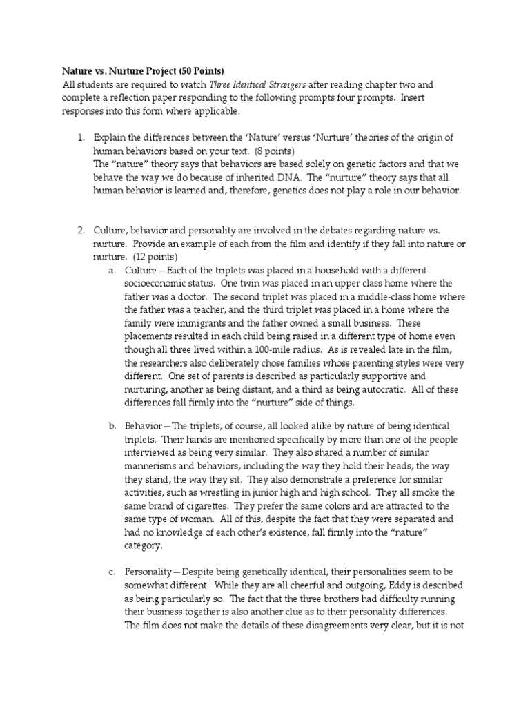 Wolfe Nature vs. Nurture Project | PDF | Nature Versus Nurture | Mental ...