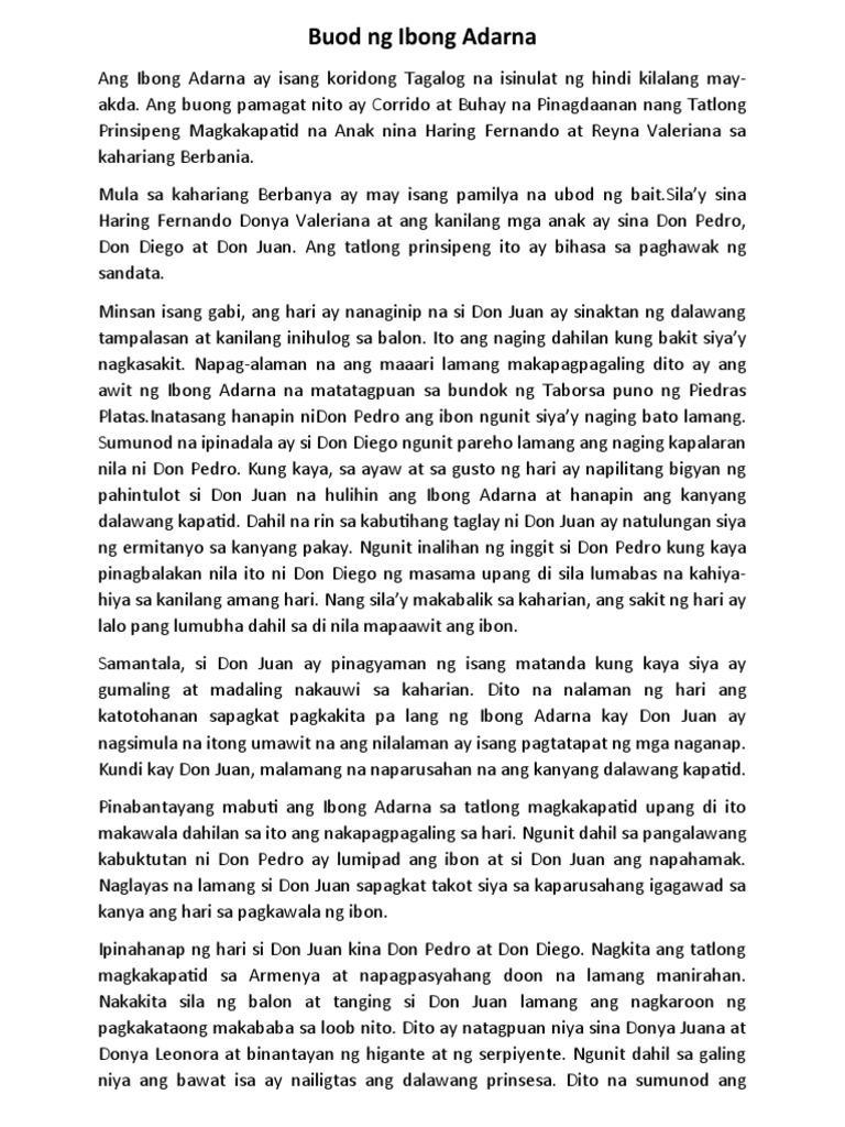 Buod NG Ibong Adarna 1 | PDF