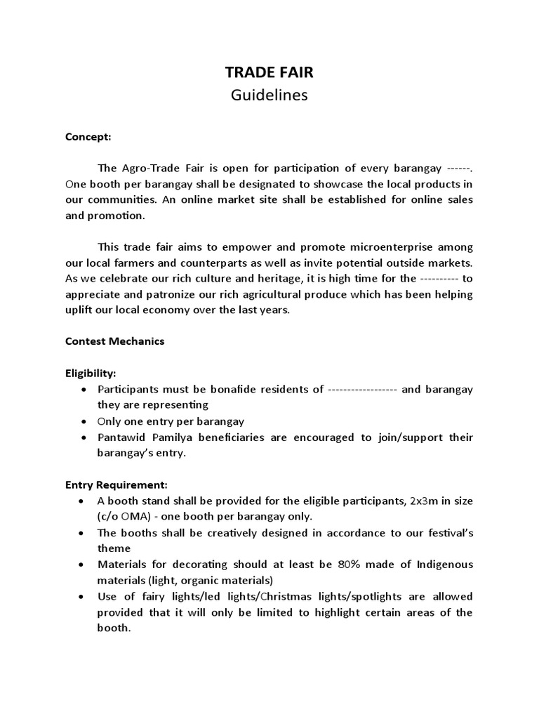 Trade Fair Guidelines | PDF | Economies