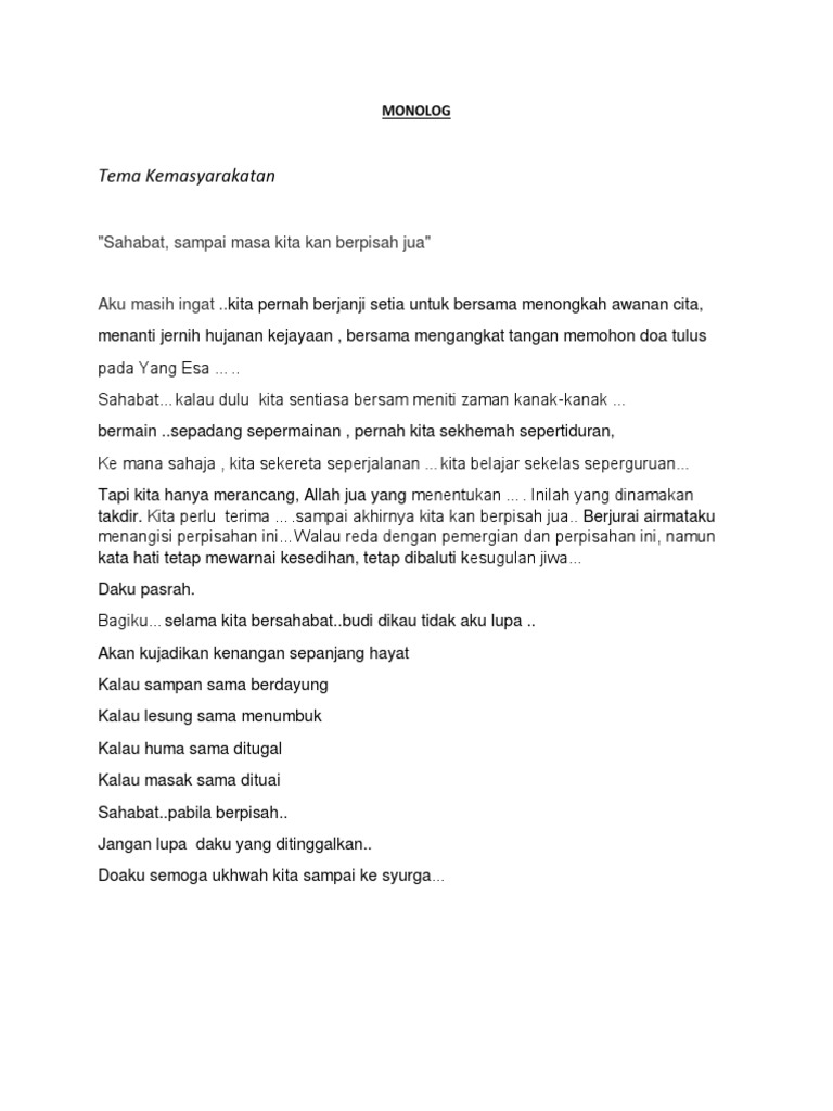 Monolog Bahasa Melayu | PDF