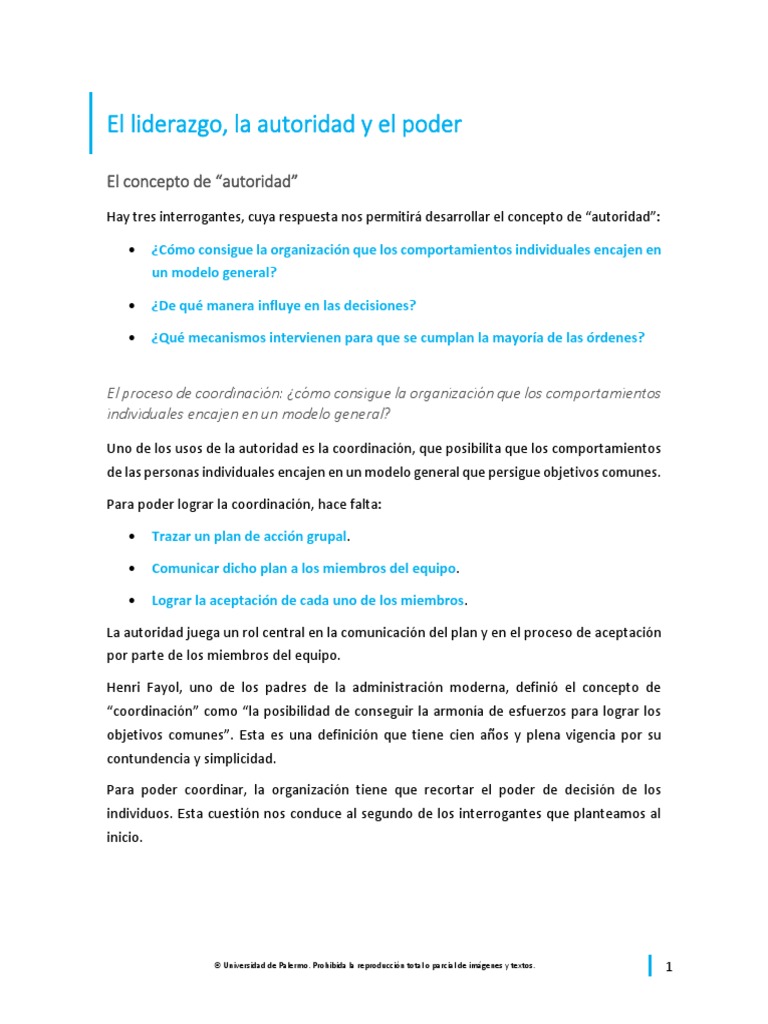 El Liderazgo La Autoridad y El Poder | PDF | Poder (social y político ...