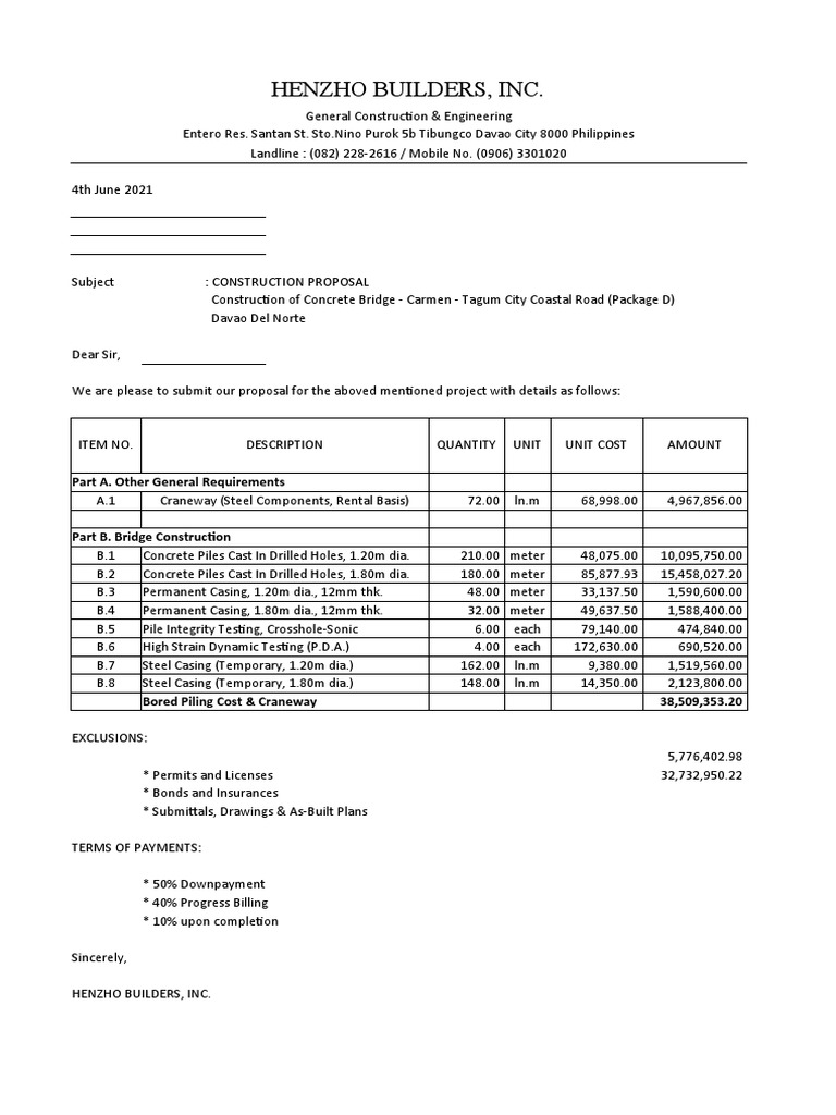 Concrete Bridge Proposal - Tagum City | PDF | Deep Foundation | Concrete