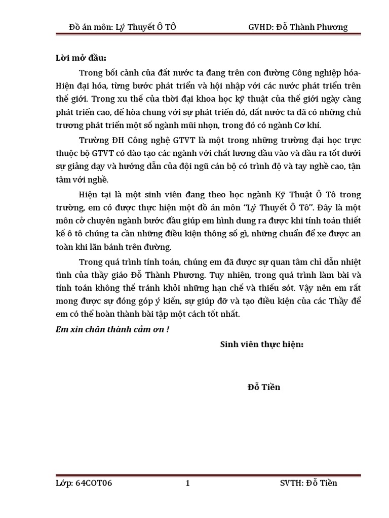 thuyết minh đồ án LTOT | PDF