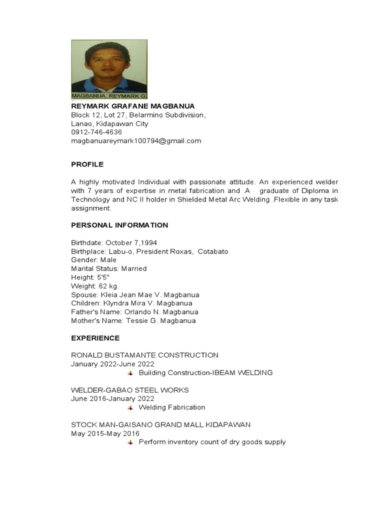 Resume - Reymark Magbanua | PDF