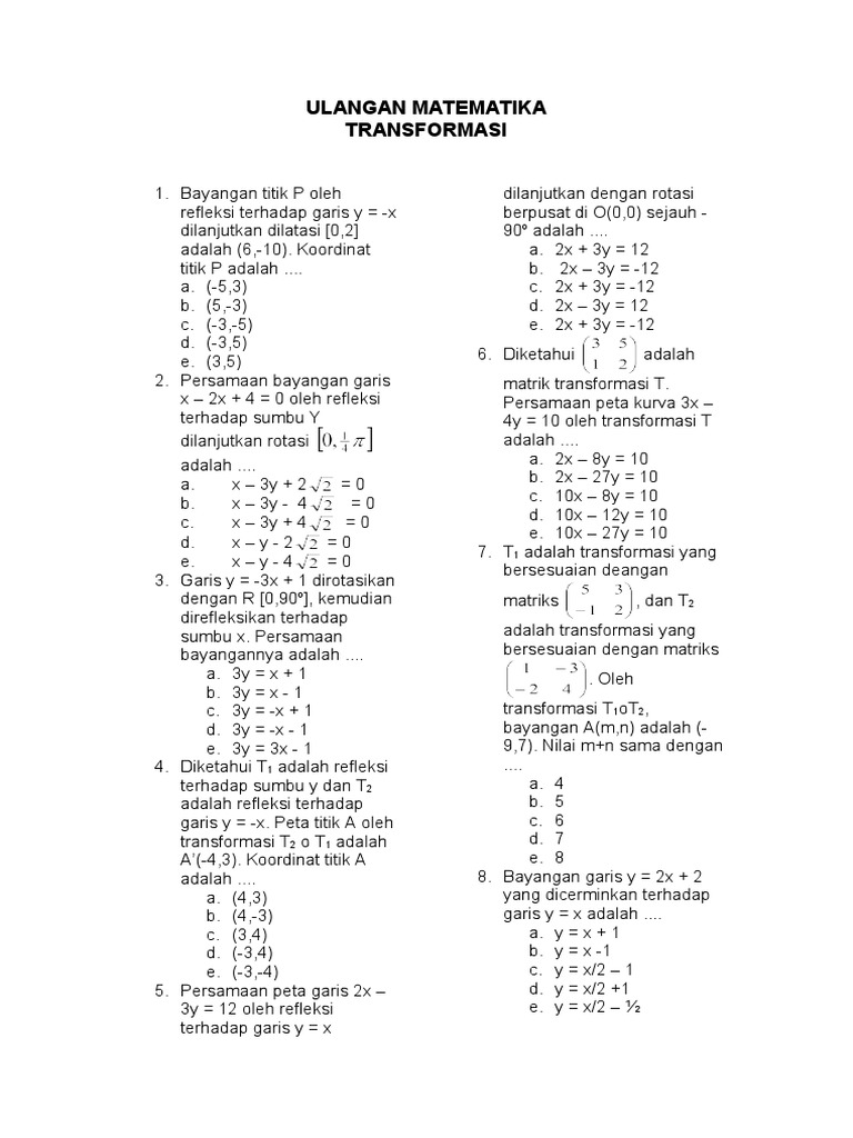 Soal Transformasi Geometri | PDF