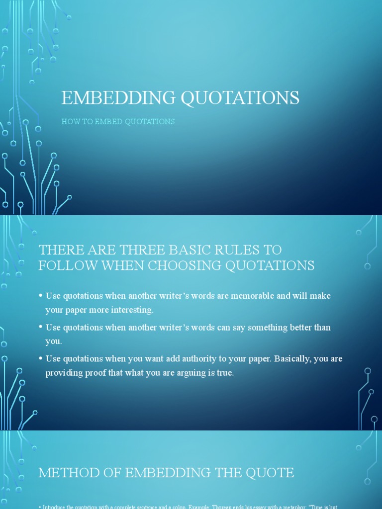Embeding Quotes Power Point | PDF | Linguistics | Human Communication