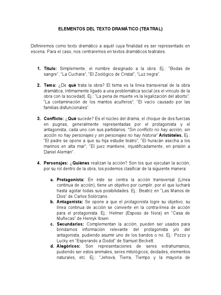 Elementos Del Texto Dramático | PDF | Monólogo | Teatro