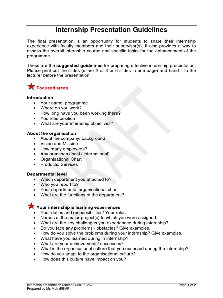 Internship Presentation Guidelines | PDF | Job Hunting | Internship