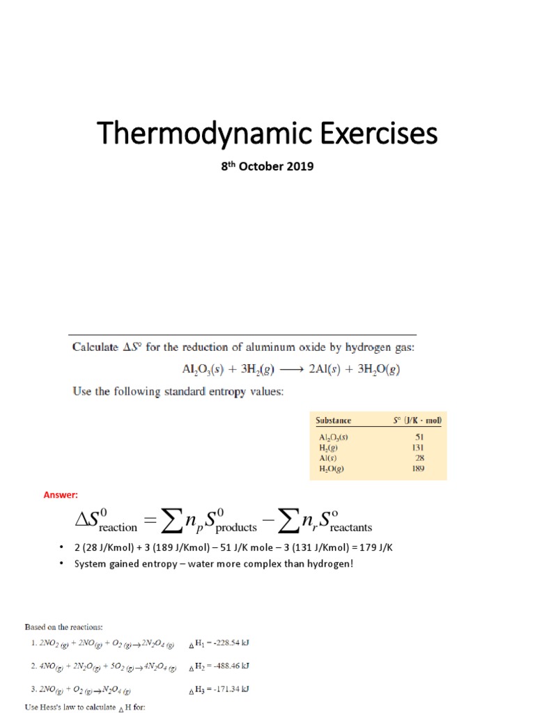 Thermodynamic Exercises | PDF