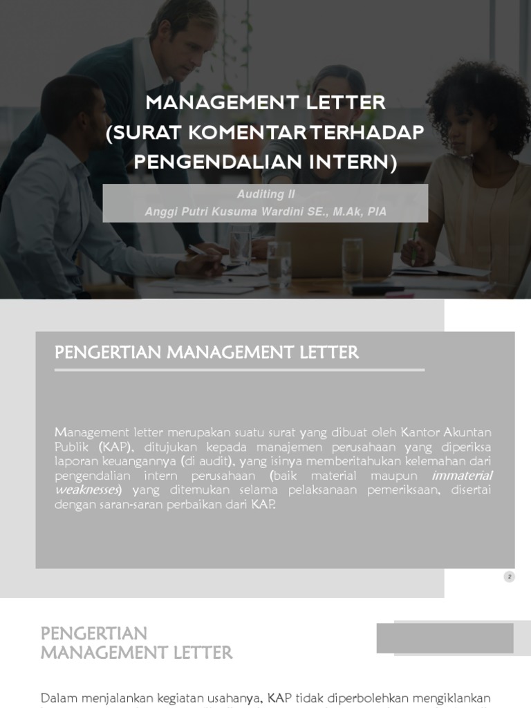 Pengertian dan Contoh Management Letter | PDF
