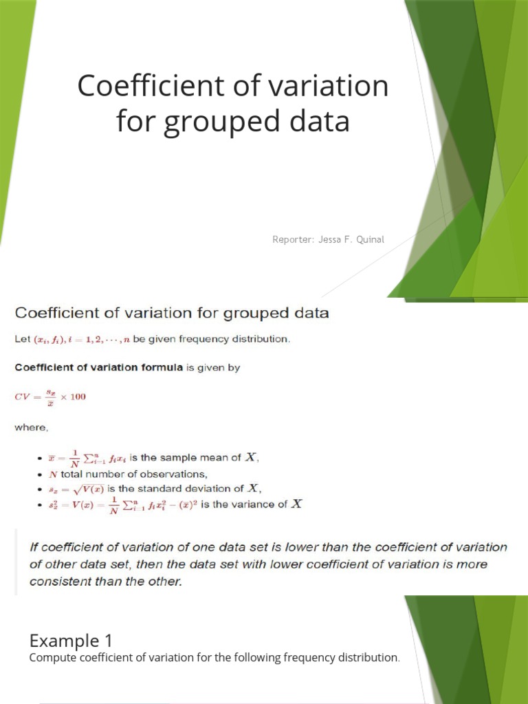 Coefficient of Variation Example | PDF