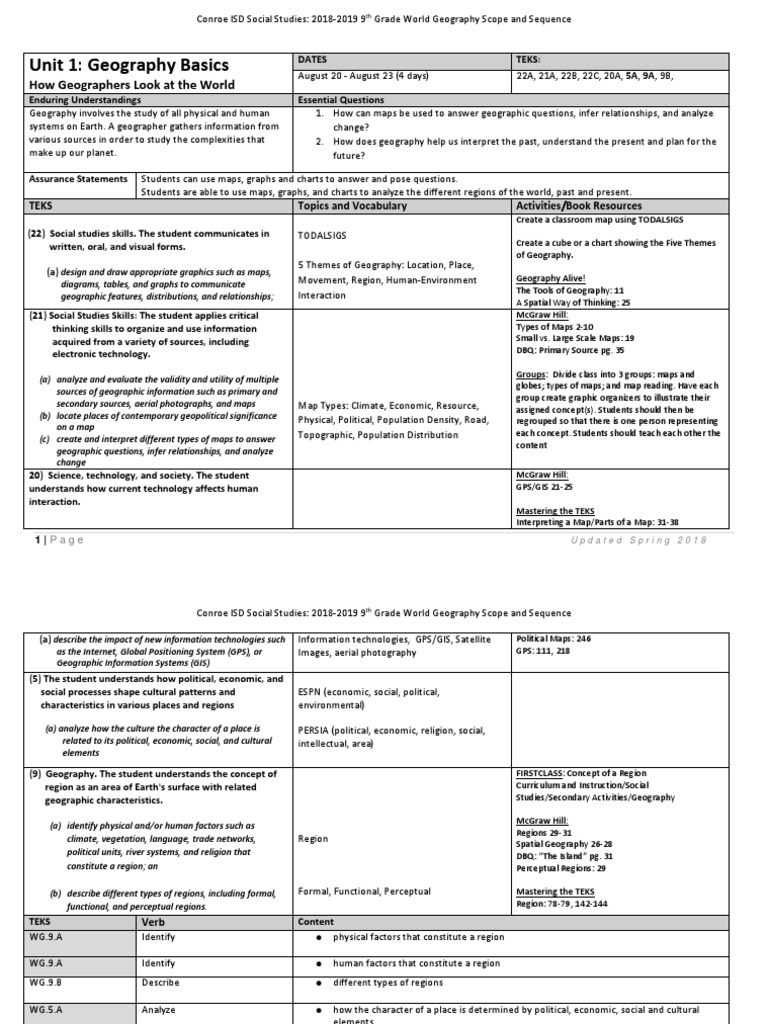 9th Grade World Geography Scope and Sequence $ | PDF | Geography ...