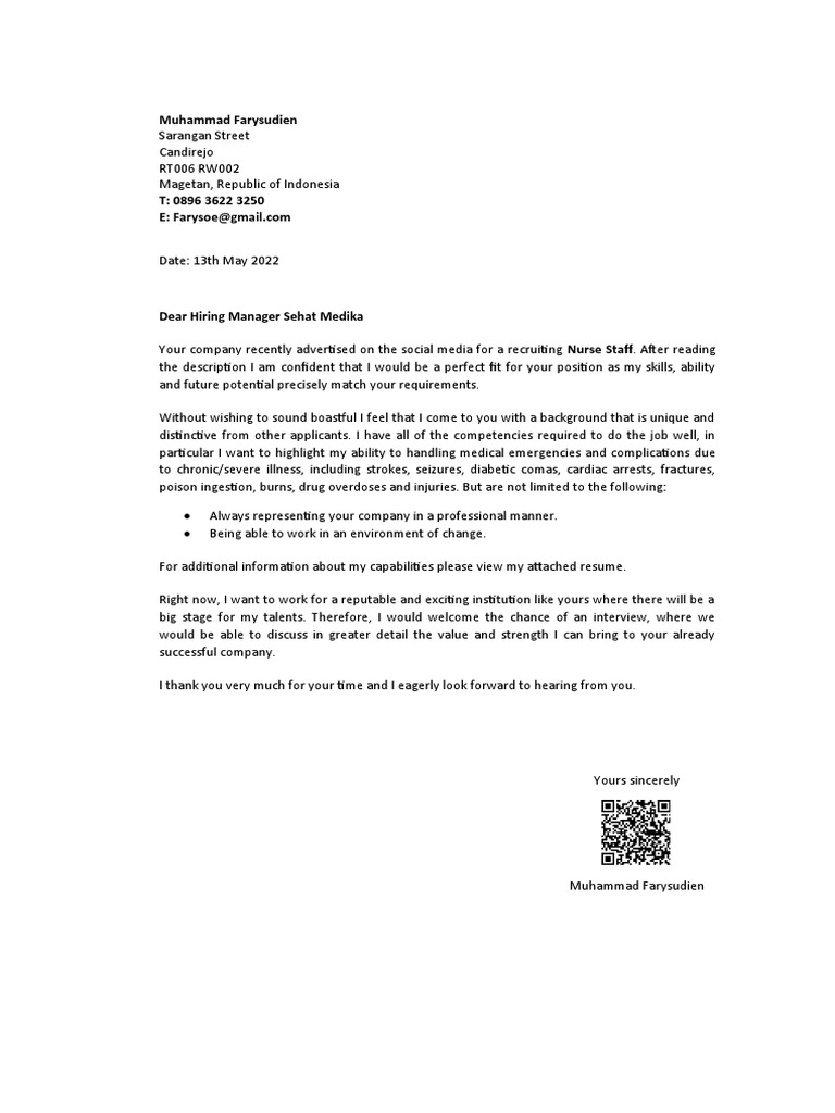 Cover Letter | PDF | Career & Growth