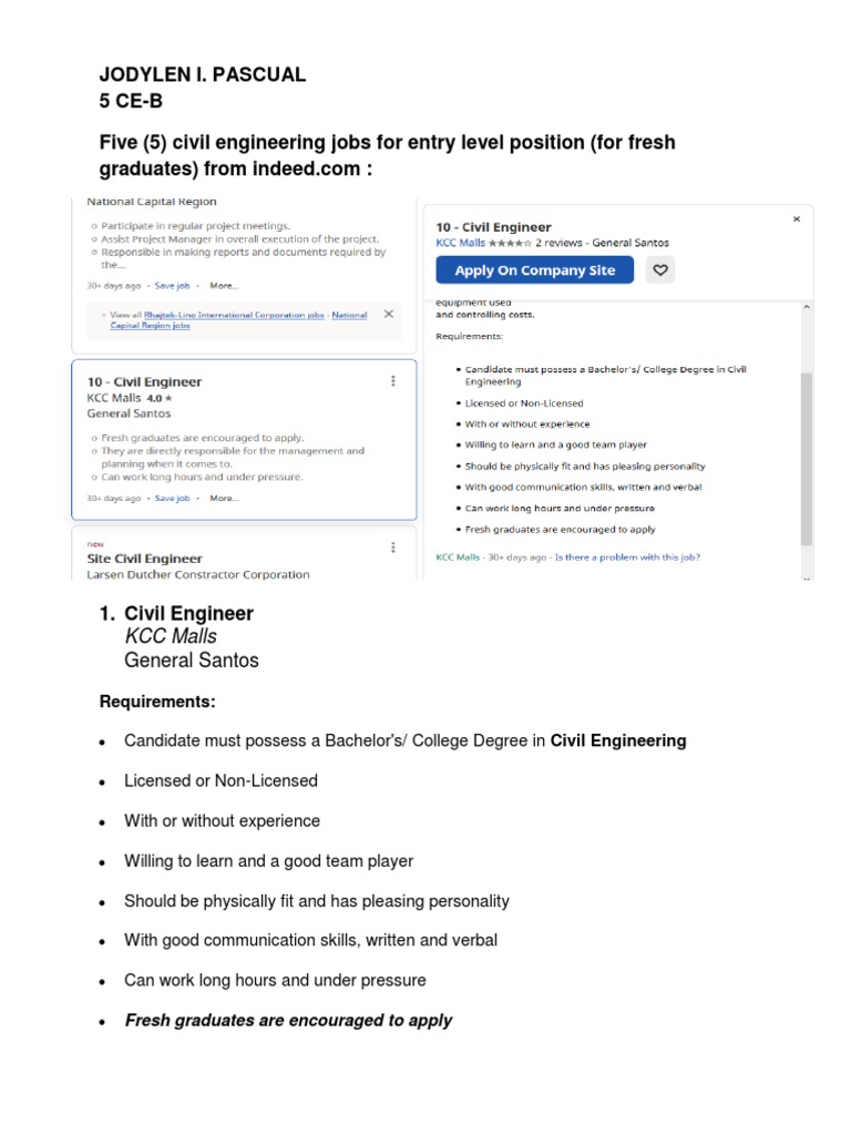 Five Promising Entry-Level Civil Engineering Jobs for Fresh Graduates ...