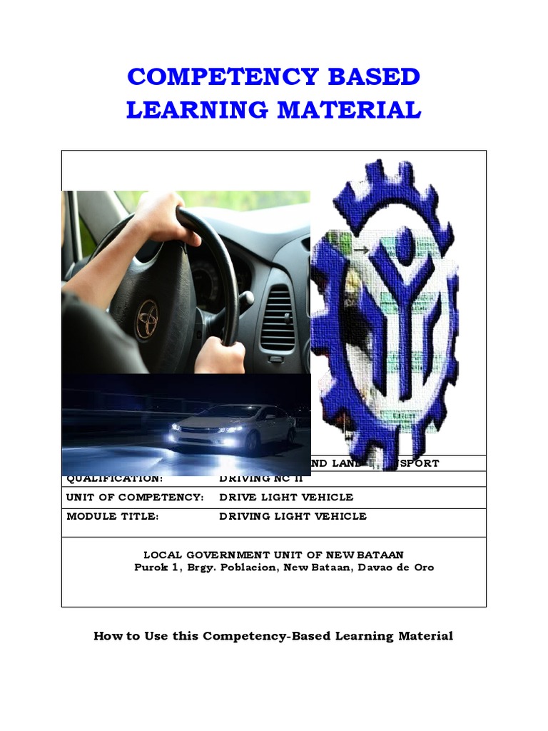 COMPETENCY BASED LEARNING MATERIAL dRIVING NC2 | PDF | Traffic ...