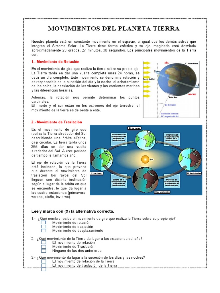 Movimientos de la Tierra en el espacio | PDF | Planetas | Tierra