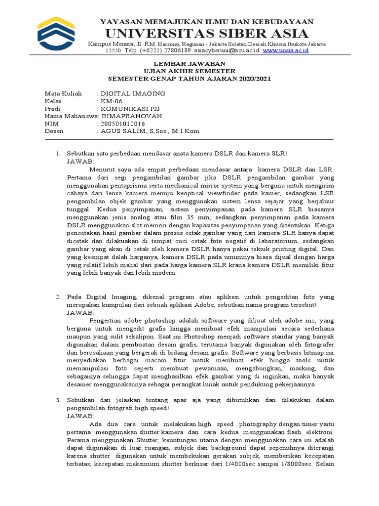 Lembar Jawaban UAS | PDF