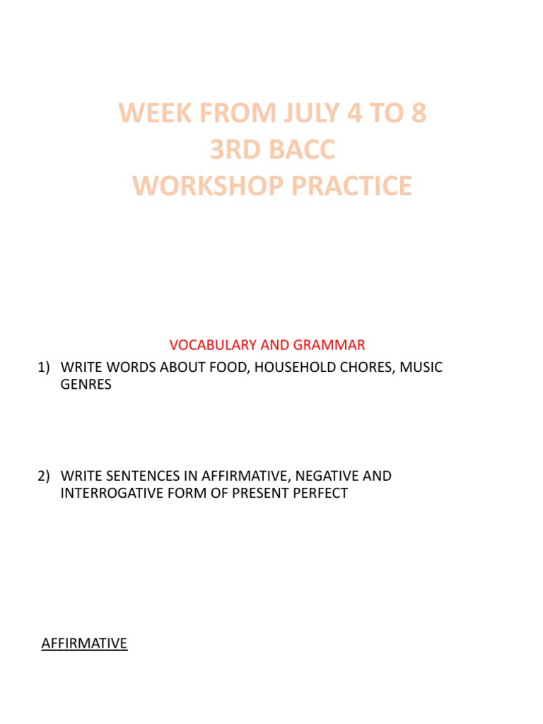 Week From July 4 To 8 3Rd Bacc Workshop Practice | PDF