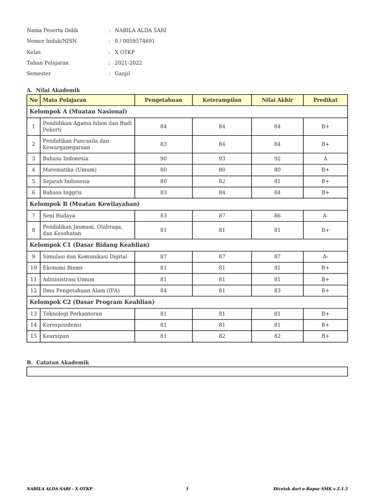 Nabila Alda Sari - X Otkp-Nilai | PDF
