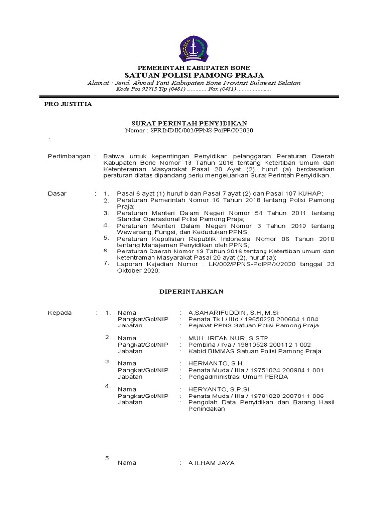 Surat Perintah Penyidikan | PDF
