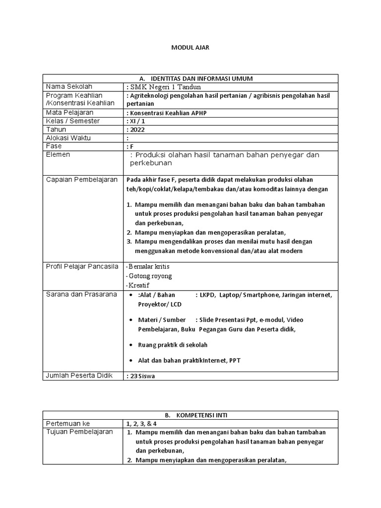 Format Modul Ajar | PDF