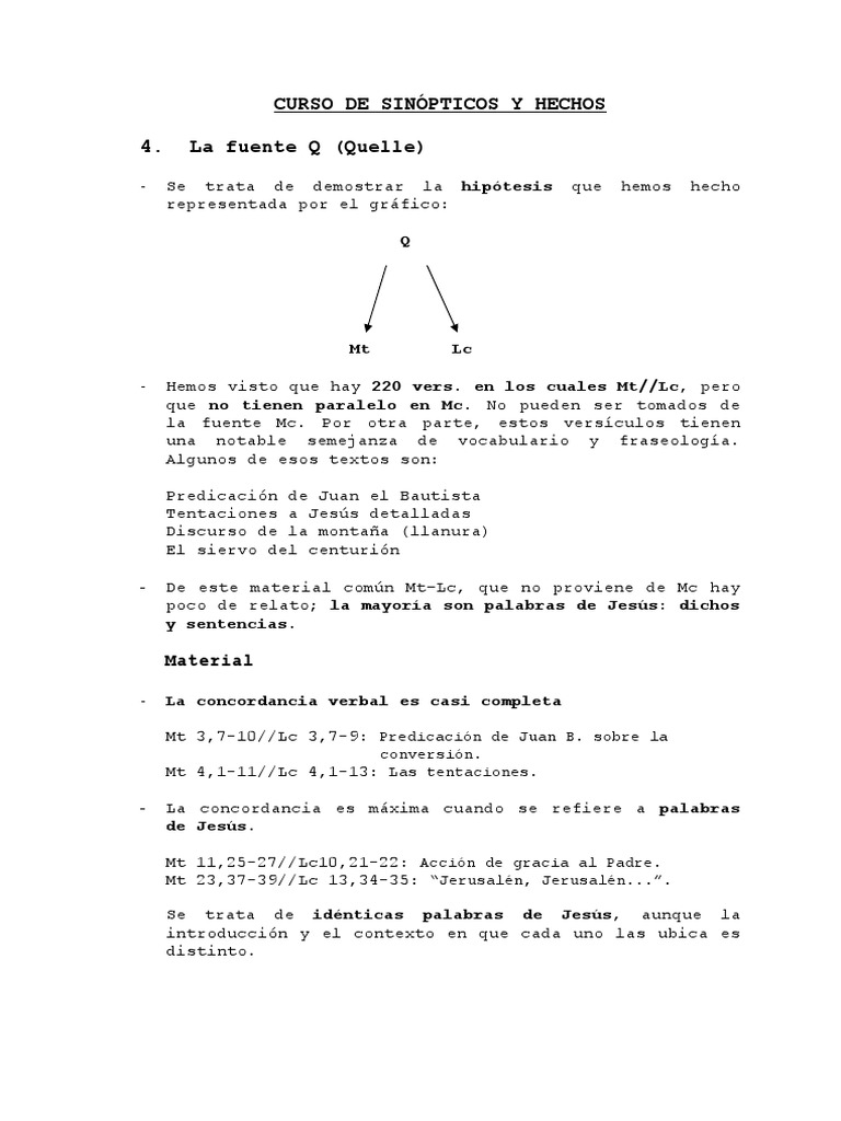 04 - La Fuente Q | PDF | Jesús | Evangelio de Marcos