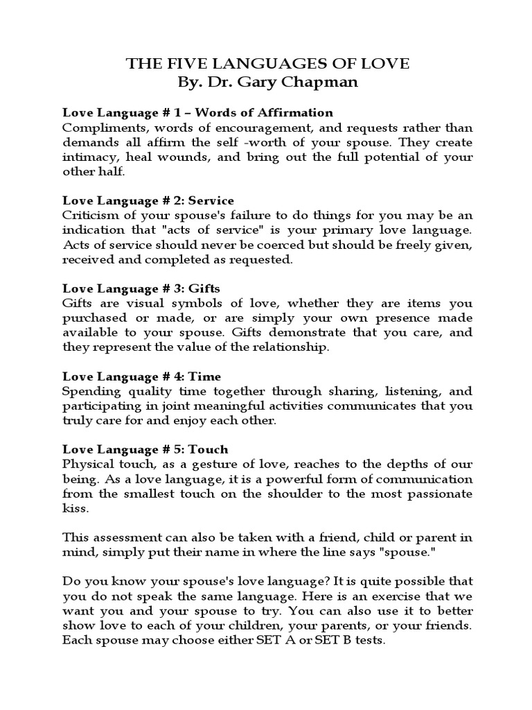 Love Language Test | PDF | Love