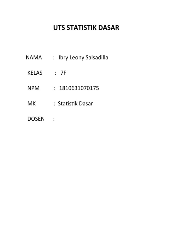 Ibry Leony 7F 175 UTS Statistik | PDF | Metode & Bahan Ajar