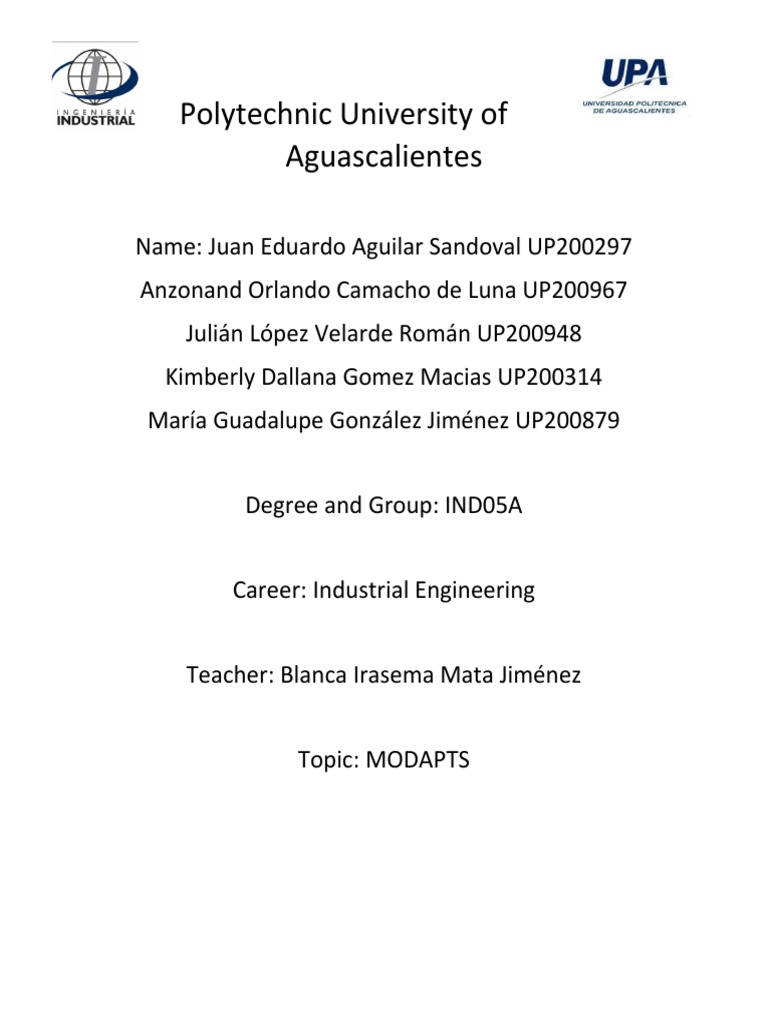 Analysis of the MODAPTS Technique for Establishing Production Standards ...