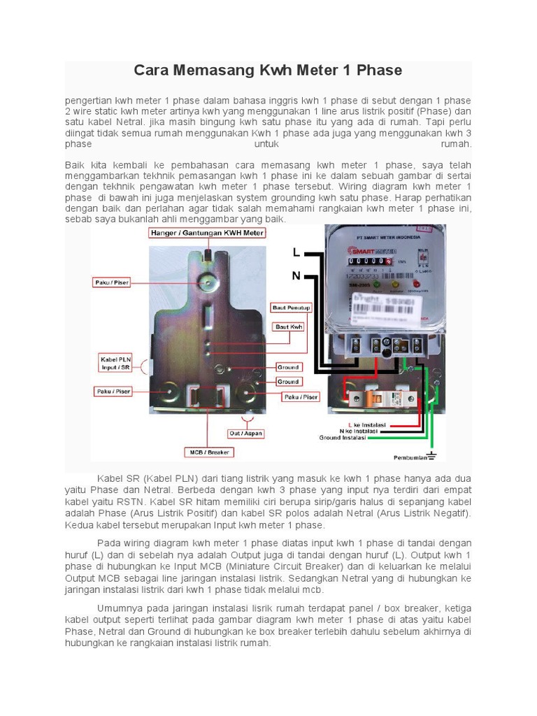 Cara Memasang KWH Meter 1 Phase | PDF