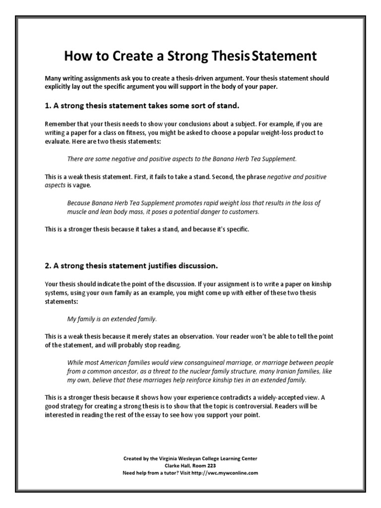 How To Create A Strong Thesis Statement | PDF | Family | Thesis