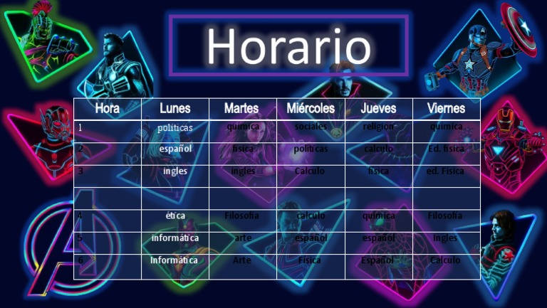 Horario de Marvel | PDF | Ciencias sociales | Ciencia y matemáticas