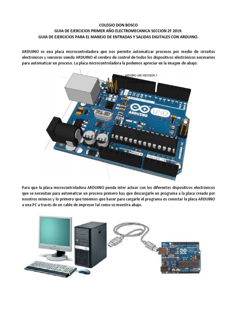 Guia de Ejercicios Arduino para El Control de E-S Digitales y Motores | PDF | Arduino | Diodo ...