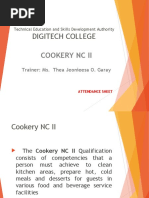 Formatted Cookery NC II Training Regulation | PDF