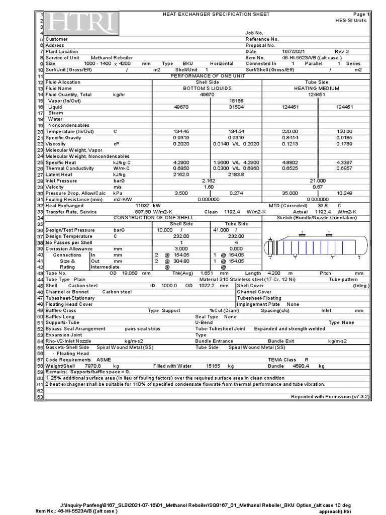 BKU Heat Exchanger Specification Sheet | PDF | Pipe (Fluid Conveyance ...