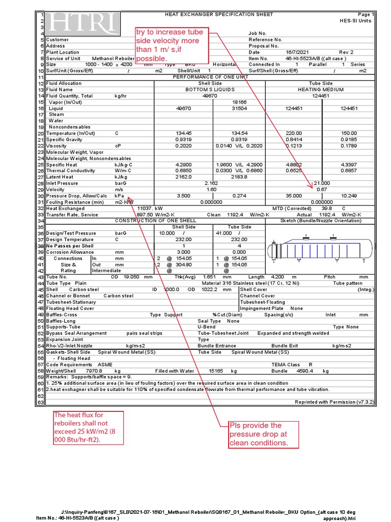 SQ8167 - 01 - Methanol Reboiler - BKU Option - (Alt Case 10 Deg ...
