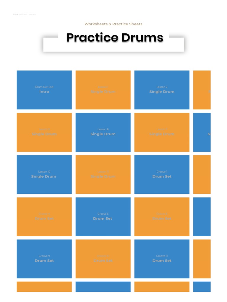 Drum Lesson Worksheets - CONTENT PAGE | PDF