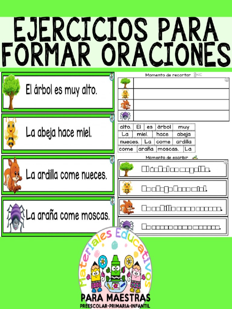 Cuaderno para Formar y Escribir Oraciones Por Materiales Educativos ...